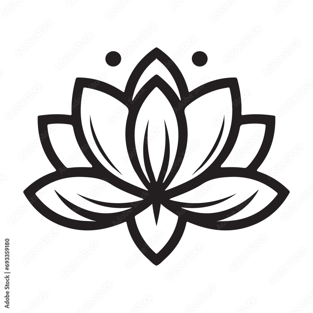 Lotus flower illustration. Black lotus isolated on white background ...