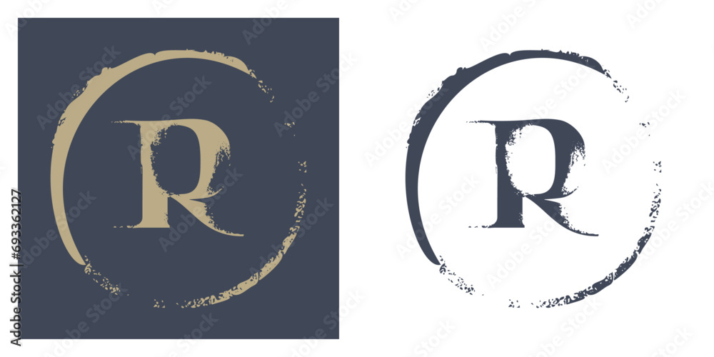 The registered trademark serif logo with dry brush strokes. Classic ...