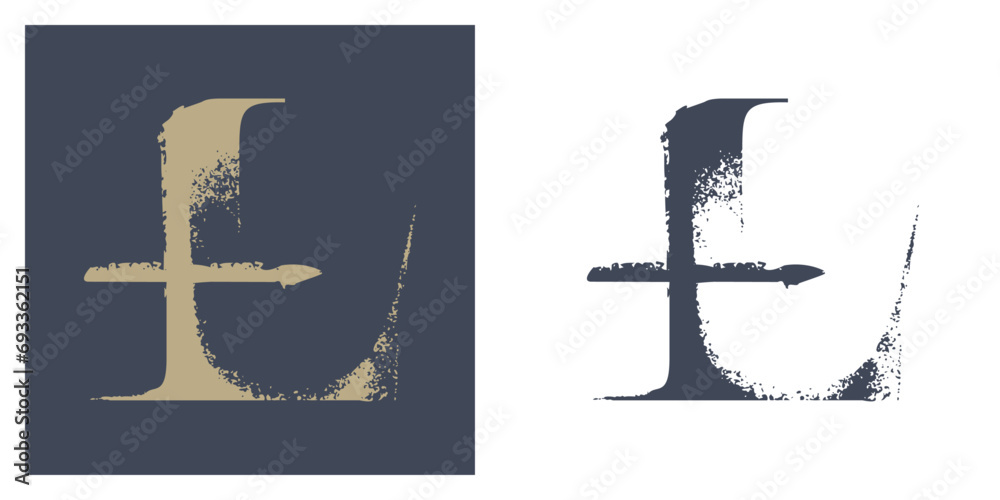 Vecteur Stock Pound serif logo with dry brush strokes. Classic style ...