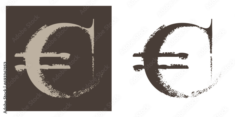 Euro serif logo with dry brush strokes. Classic style font. Grunge ...
