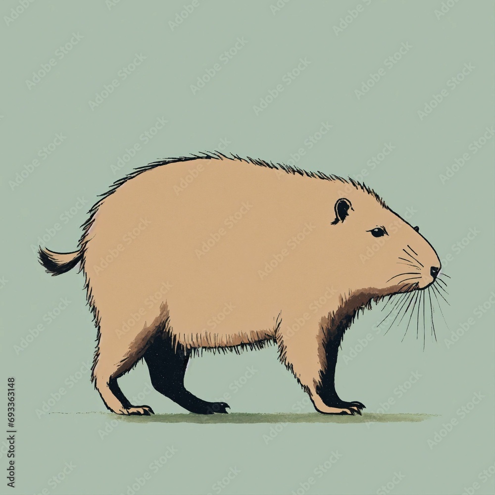 a cute minimalistic simple capybara side profile Clipart, organic forms ...