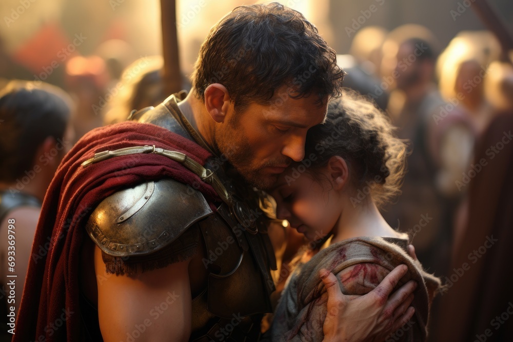 Gladiator's farewell to family before entering the arena, emotional ...