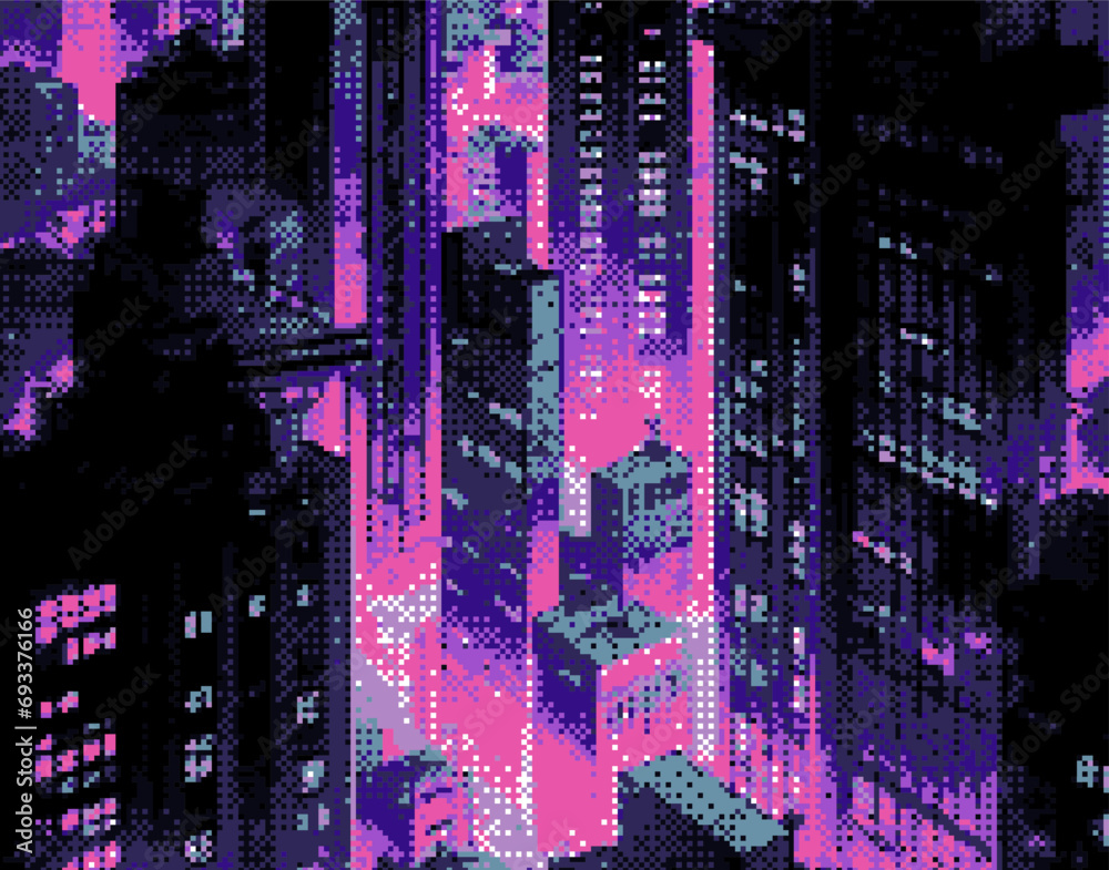 Abstract glitched background with VHS pixel compression artifacts. Lo ...