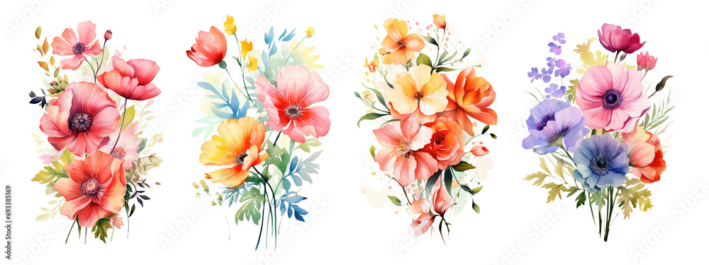 Watercolor Spring Flowers Collection, Spring Florals, Watercolor ...