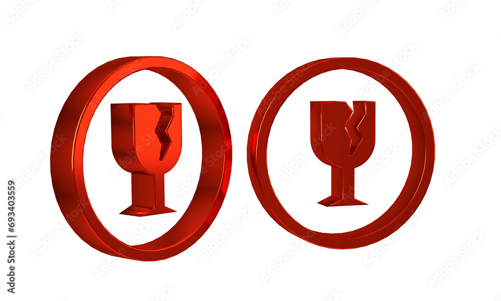 Red Fragile broken glass symbol for delivery boxes icon isolated on ...