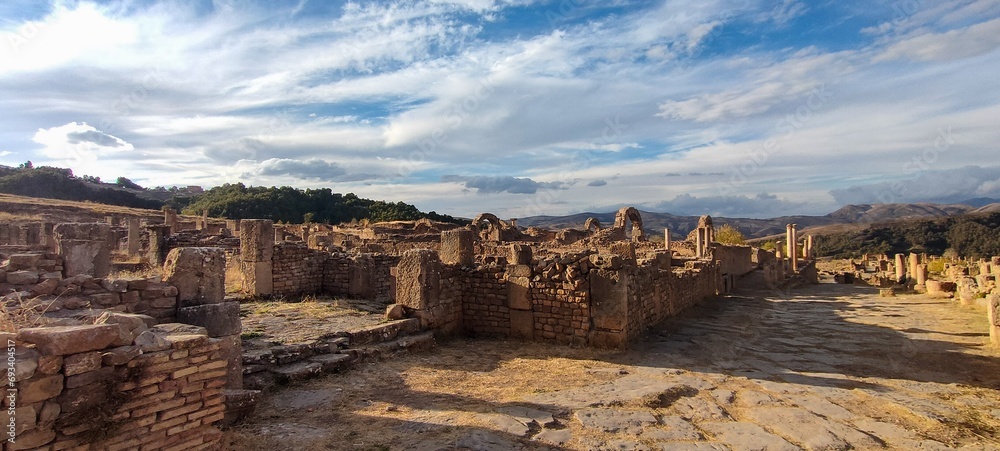 Remains of Cuicul village in Djemila town, archaeological area rich in ...