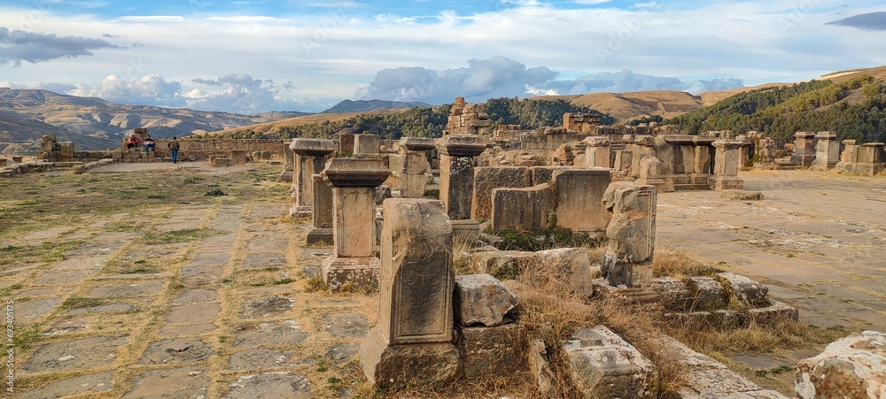 Remains of Cuicul village in Djemila town, archaeological area rich in ...