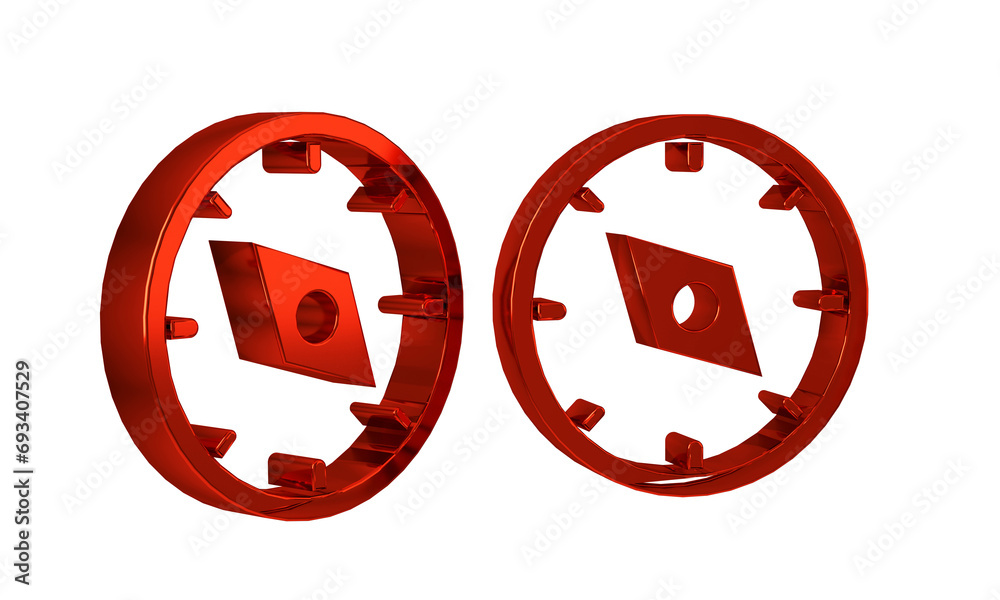 Red Compass icon isolated on transparent background. Windrose ...