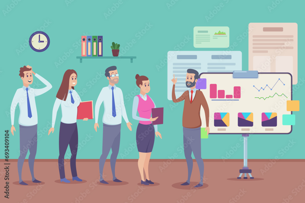 Executive manager having meeting with his subordinates vector ...