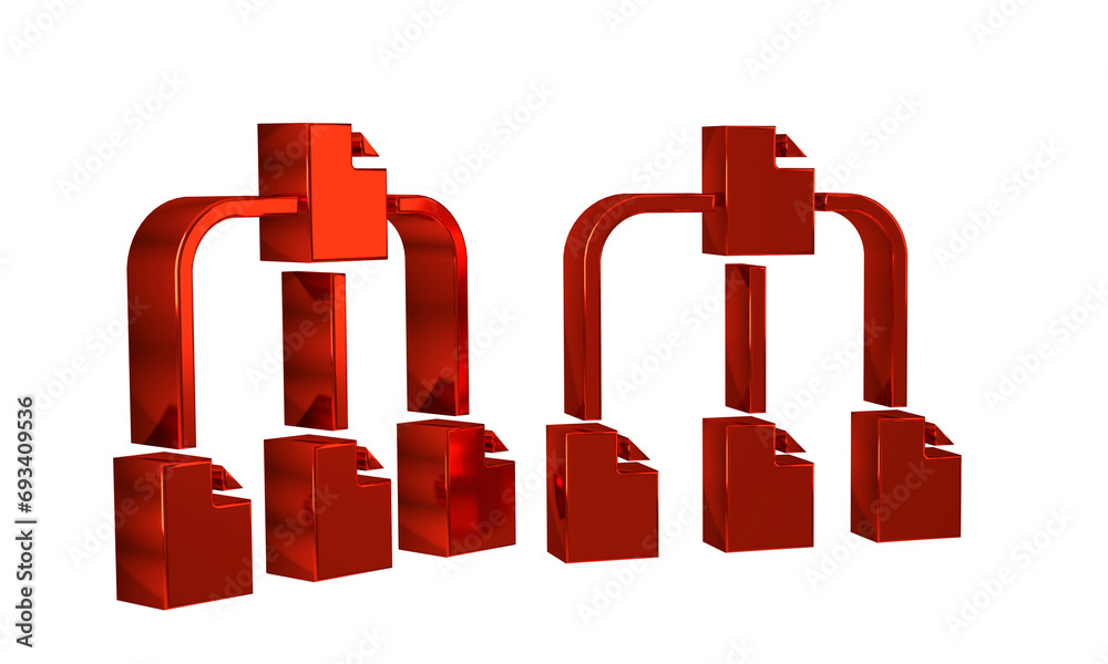 Red Folder tree icon isolated on transparent background. Computer ...