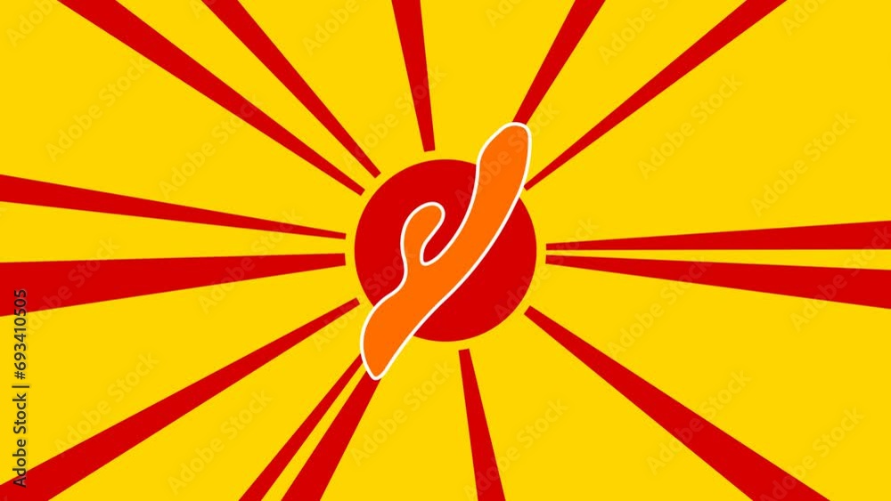 Sex Toy Symbol On The Background Of Animation From Moving Rays Of The Sun Large Orange Symbol
