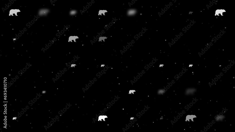 Template animation of evenly spaced bear symbols of different sizes and ...