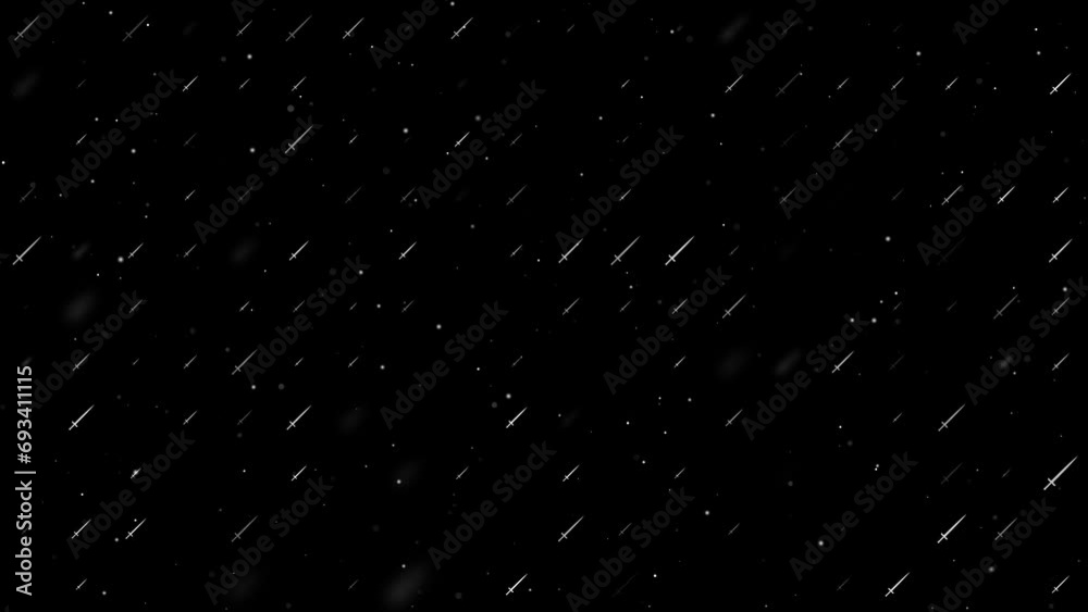 Template animation of evenly spaced sword symbols of different sizes ...