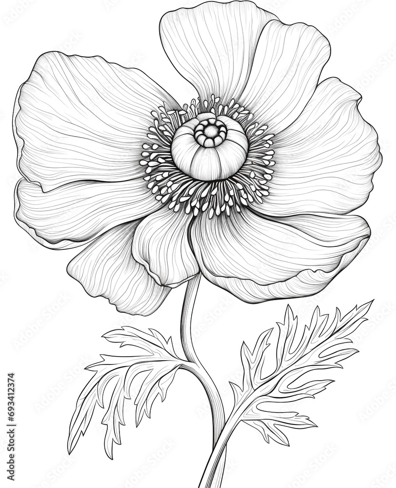 Flower coloring page isolated on transparent background Stock ...