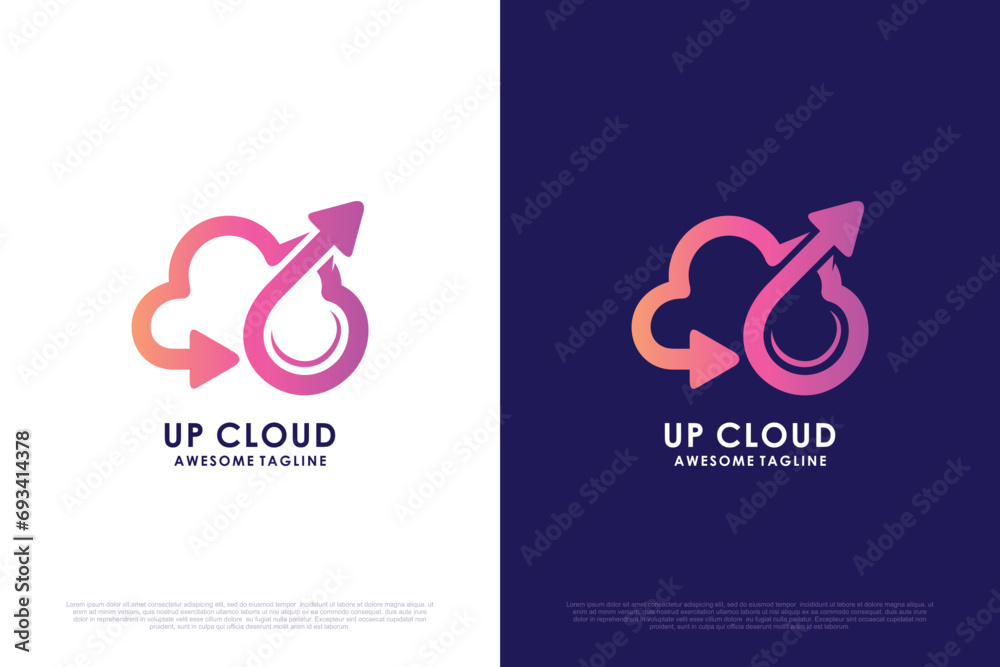 Vetor de Up cloud with arrow logo design creative concept Premium ...