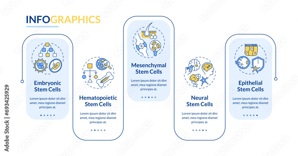 2D cell therapy vector infographics template with linear icons concept ...