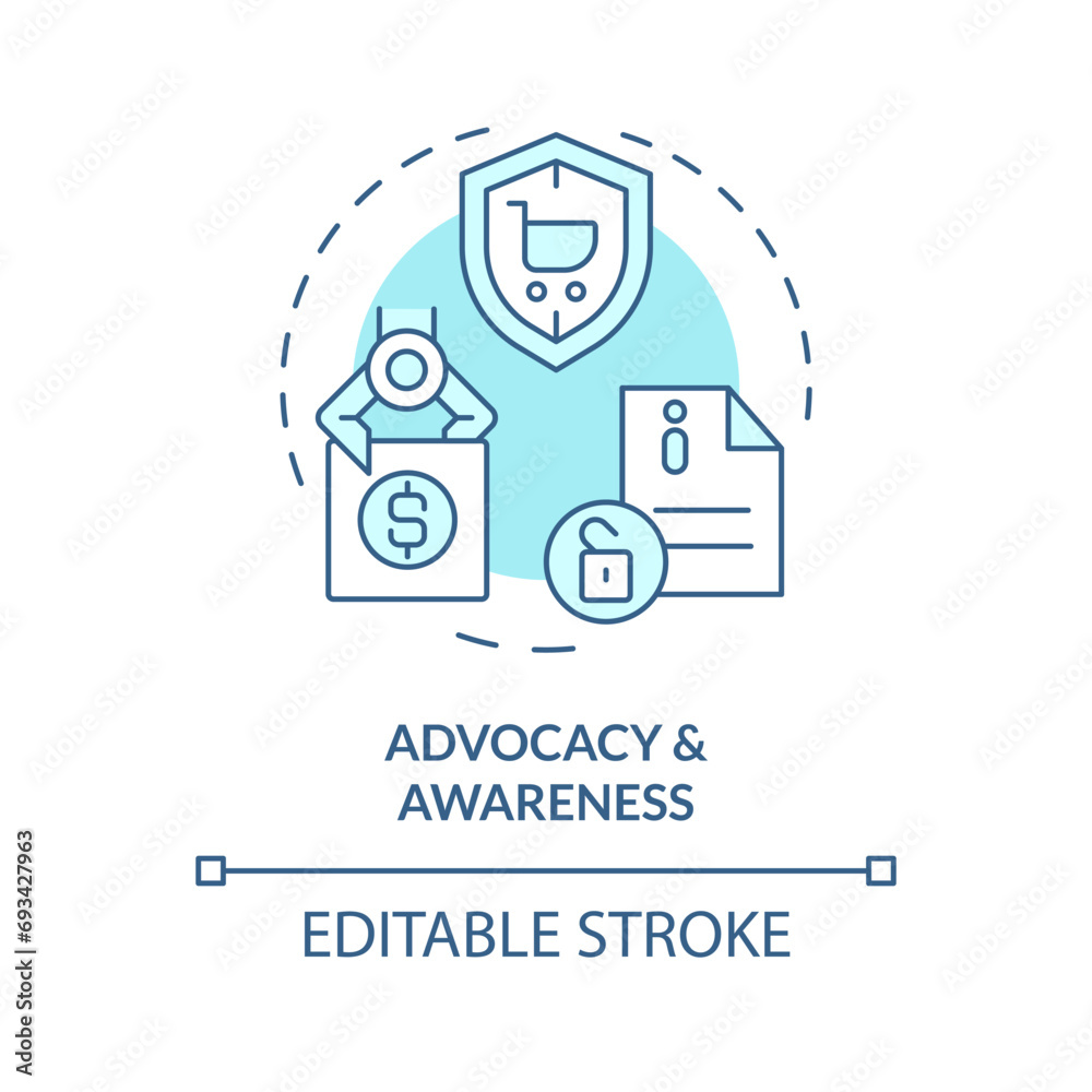 2D editable blue advocacy and awareness icon, isolated monochromatic ...