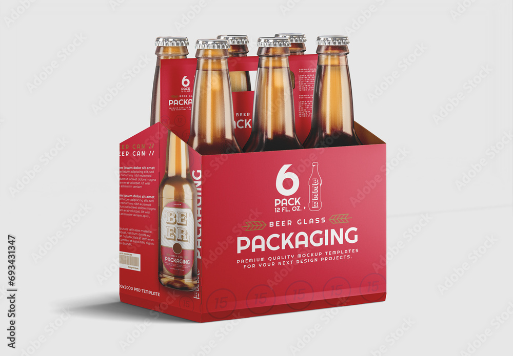 Six Pack Beer Bottle Mockup Stock Template | Adobe Stock