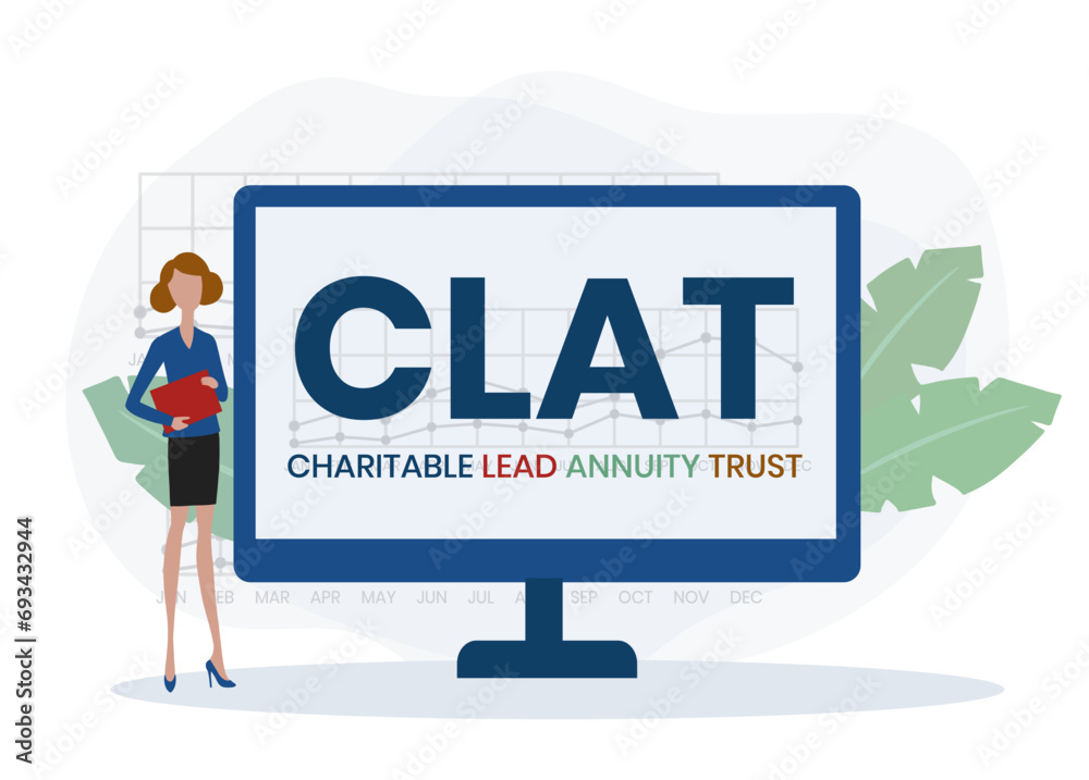 CLAT, Charitable Lead Annuity Trust acronym. Concept with keywords and ...