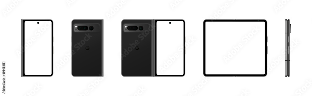 Google Pixel 8 Pro phone screen layout. Dual Phone screen mockup set ...