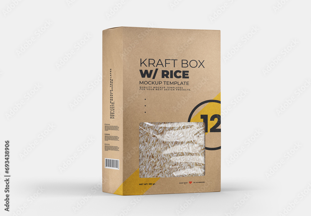 Rice Kraft Paper Box Packaging Mockup Stock Template | Adobe Stock