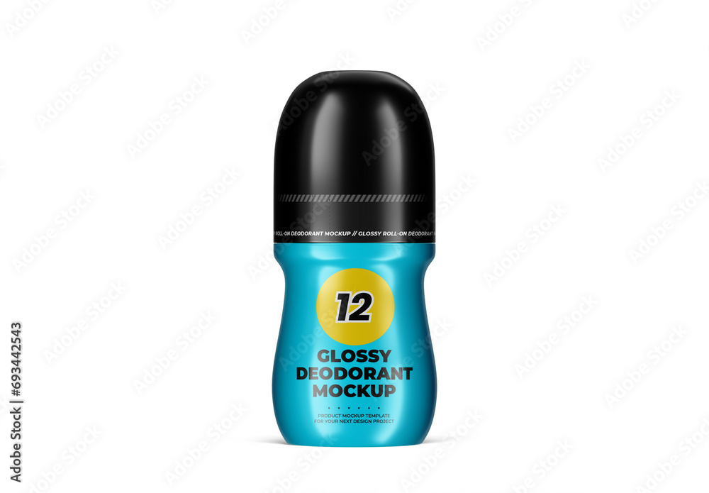 Roll-on Deodorant Bottle Mockup With Black Cap Stock Template | Adobe Stock