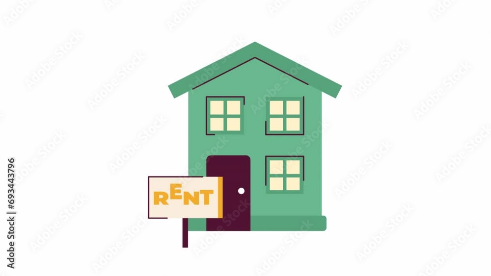 Vidéo Stock Home for rent 2D animation. Property to let. Rental house ...