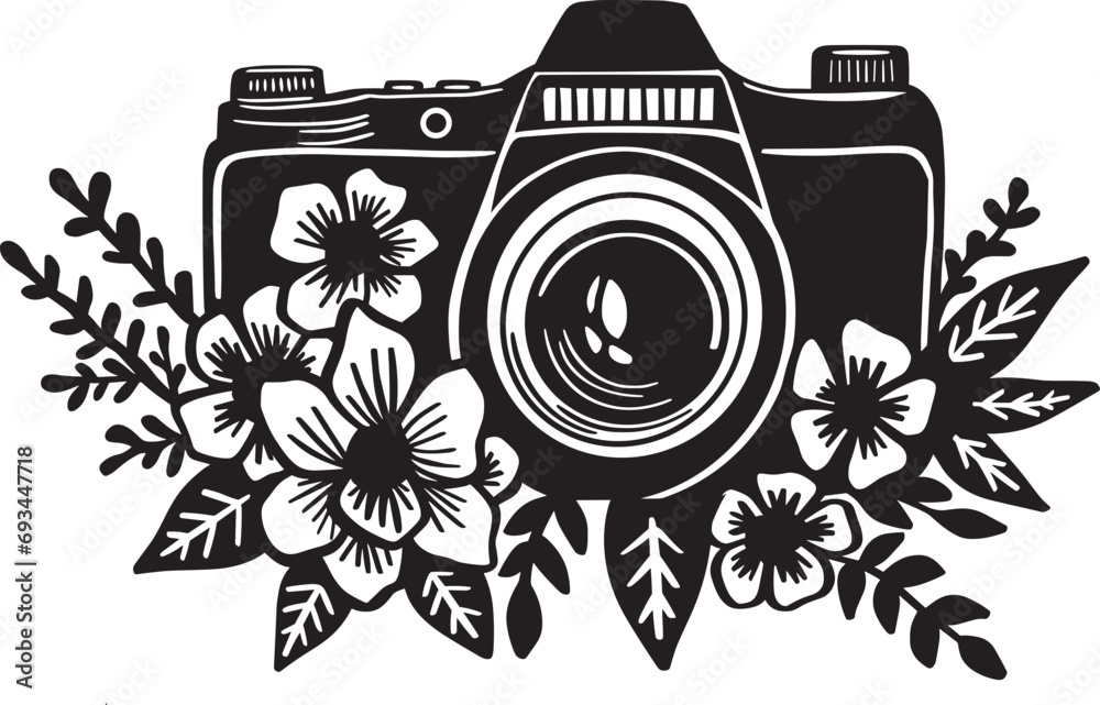 Floral Camera SVG, photography svg, camera with flowers svg Stock ...