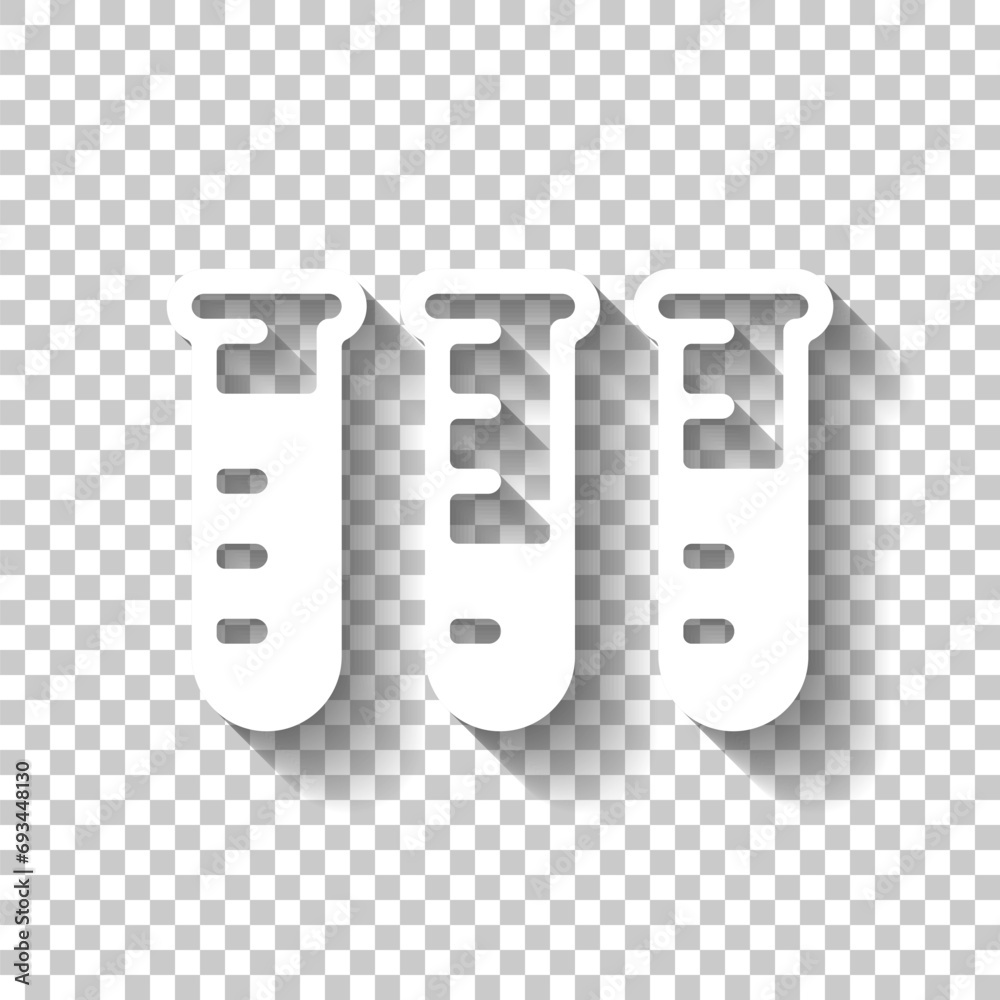 Test tube with blood, medical logo, simple icon. White icon with shadow ...