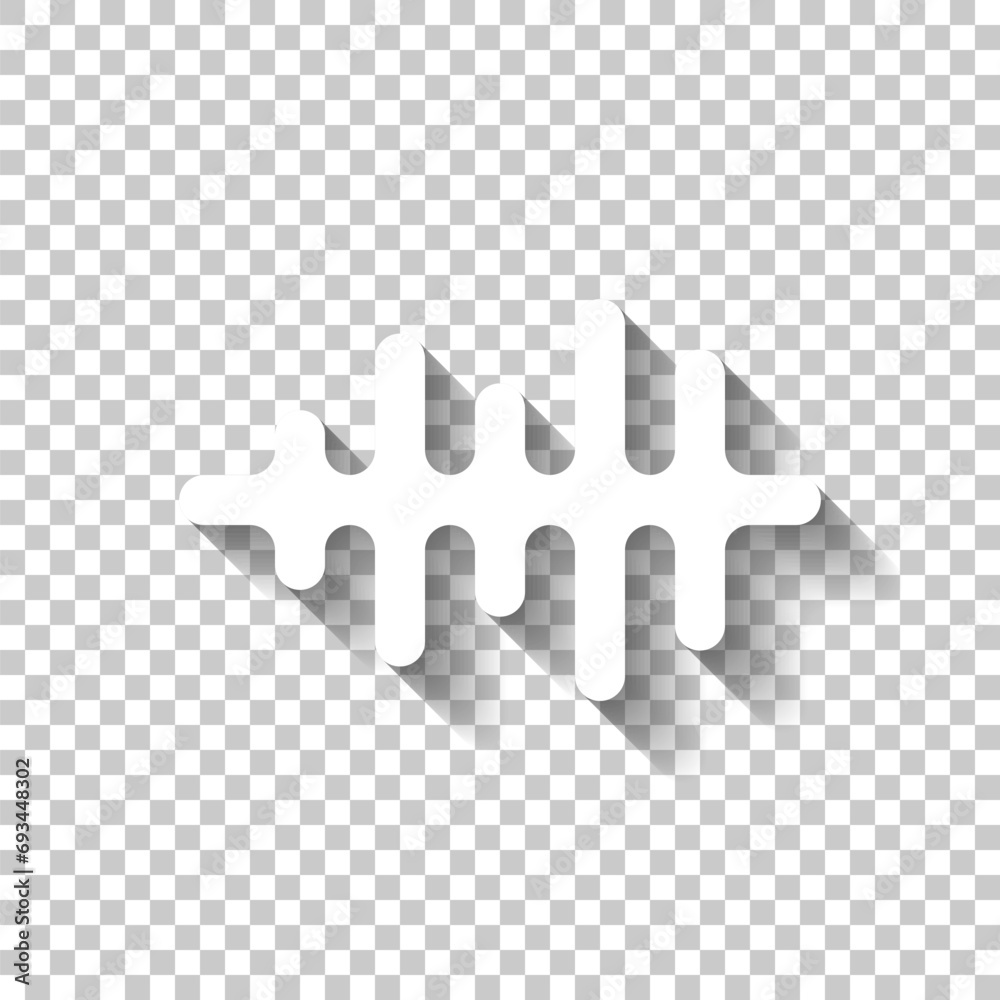 Sound wave, simple icon. White icon with shadow on transparent ...