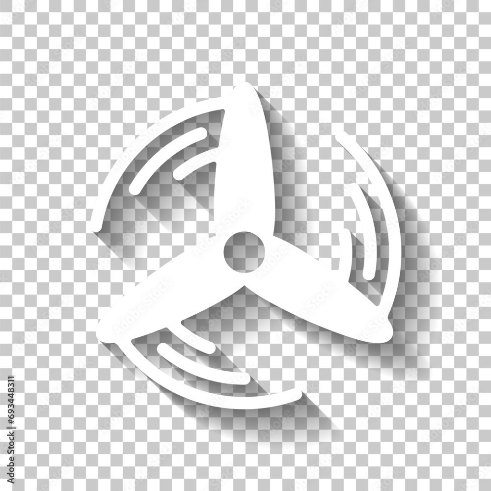 Wind turbine, green energy, ecology technology, simple icon. White icon ...