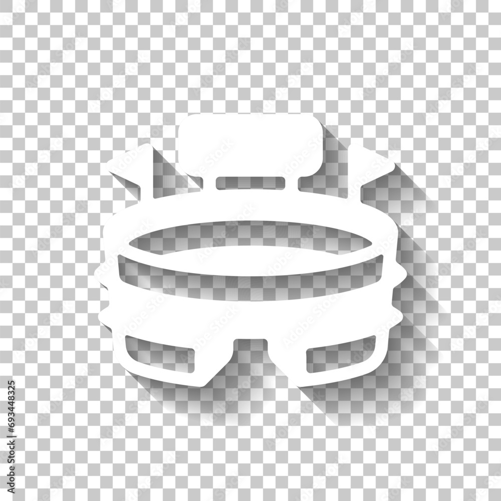 Simple stadium icon, sport arena. White icon with shadow on transparent ...