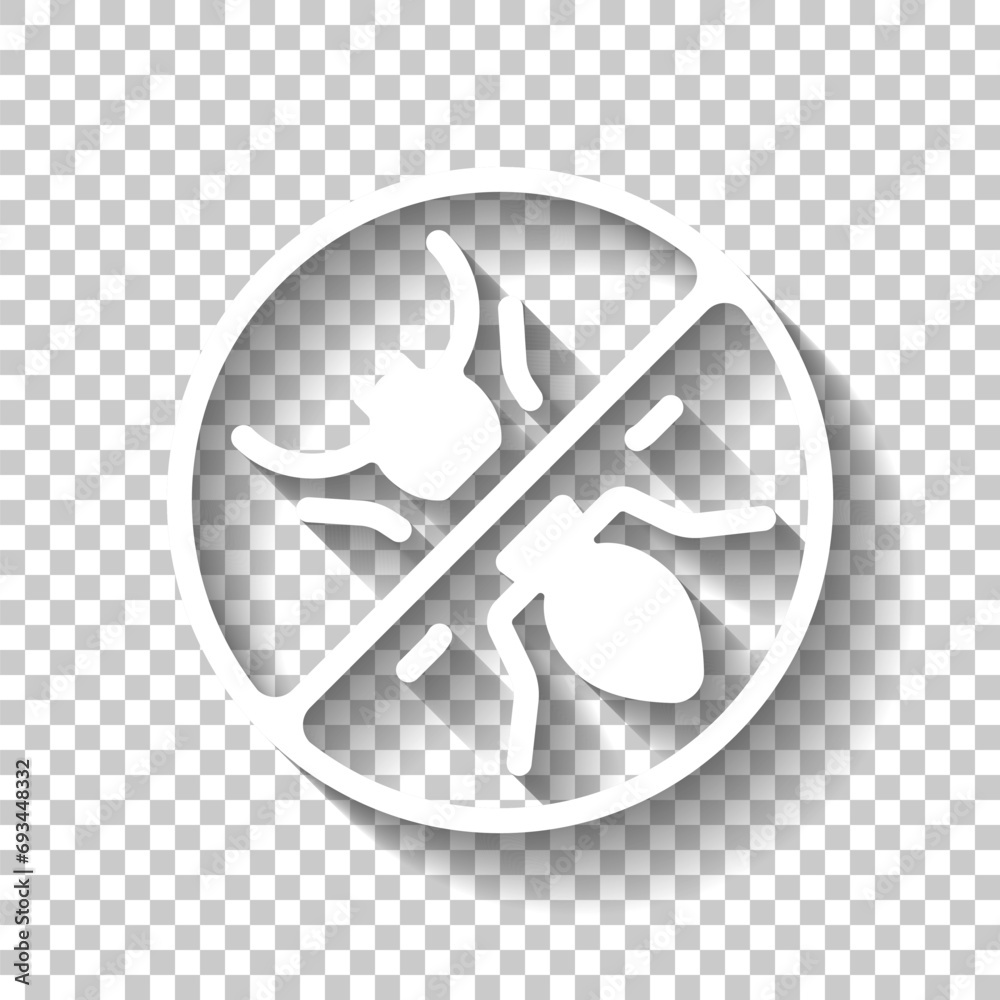 Simple ant, icon or logo. White icon with shadow on transparent ...