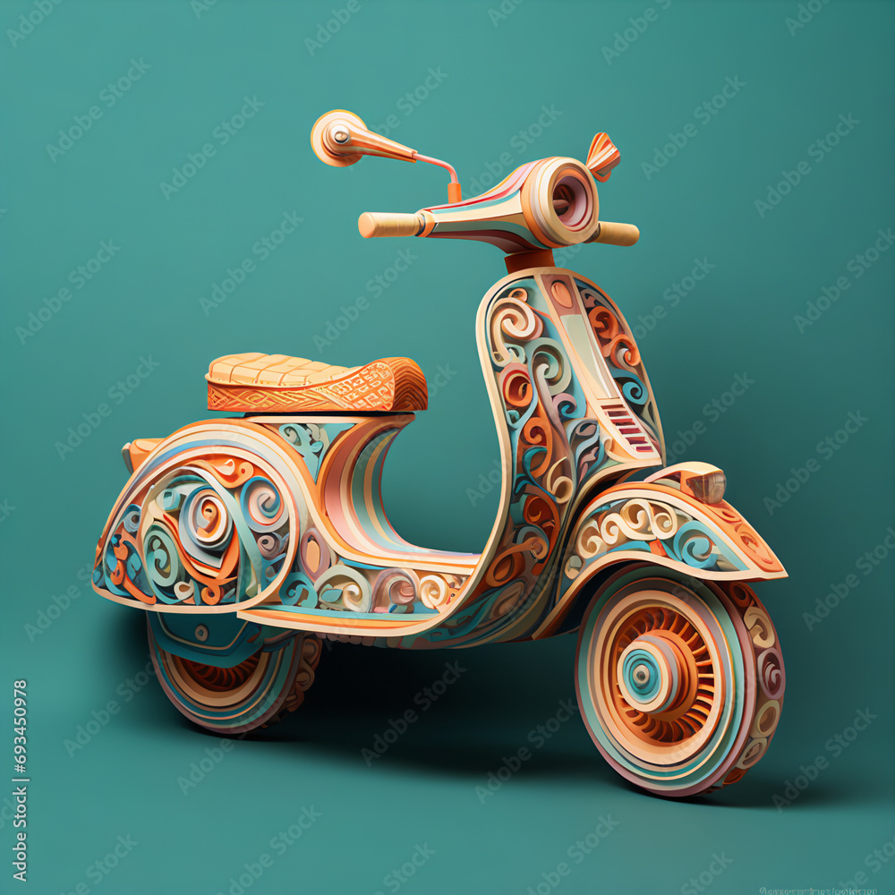 Quilling Art Styled Scooter: An Intricate SVG Illustration with Unique ...