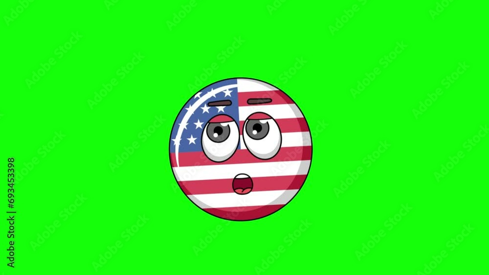 flag of united states cartoon facing with rolling eye, emoji emoticon ...