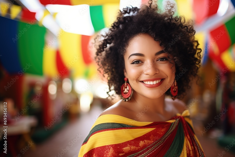 mestizo woman with asian traits wearing traditional dress for the festa ...