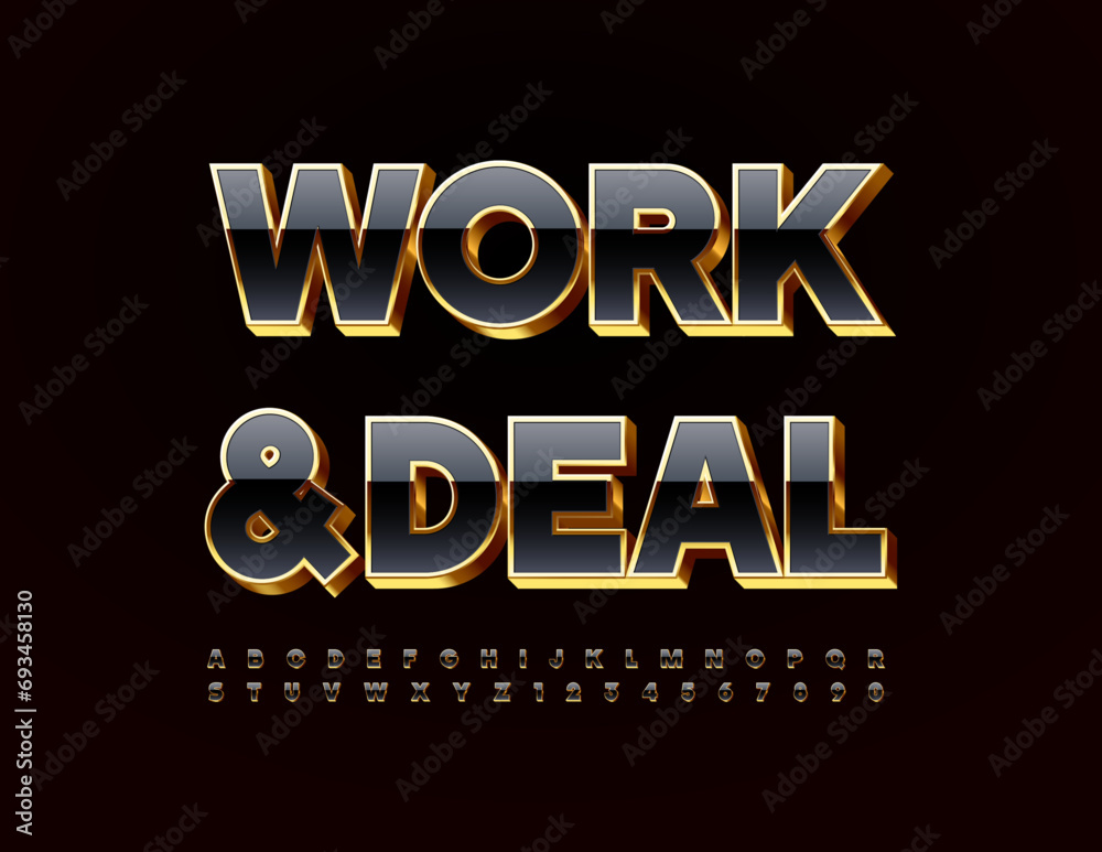 Vecteur Stock Vector Premium Sign Work and Deal. Stylish Black and Gold ...