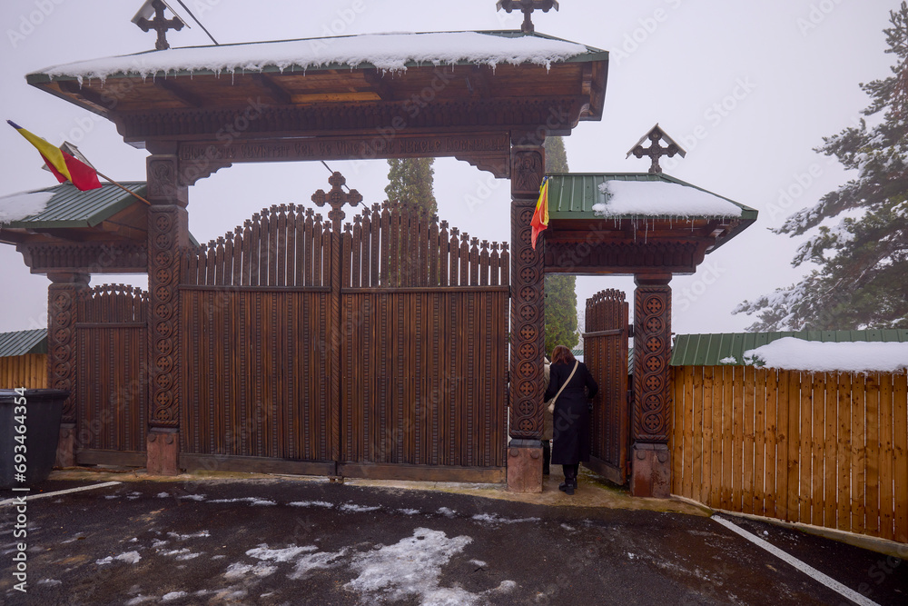 Slanic Arges Romania December 10, 2023. Slanic Monastery in Arges ...