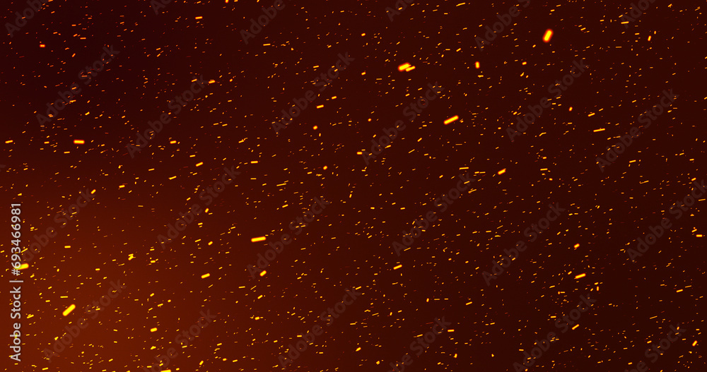 Cinematic fire dust particle flames moving randomly. Glittering spark ...