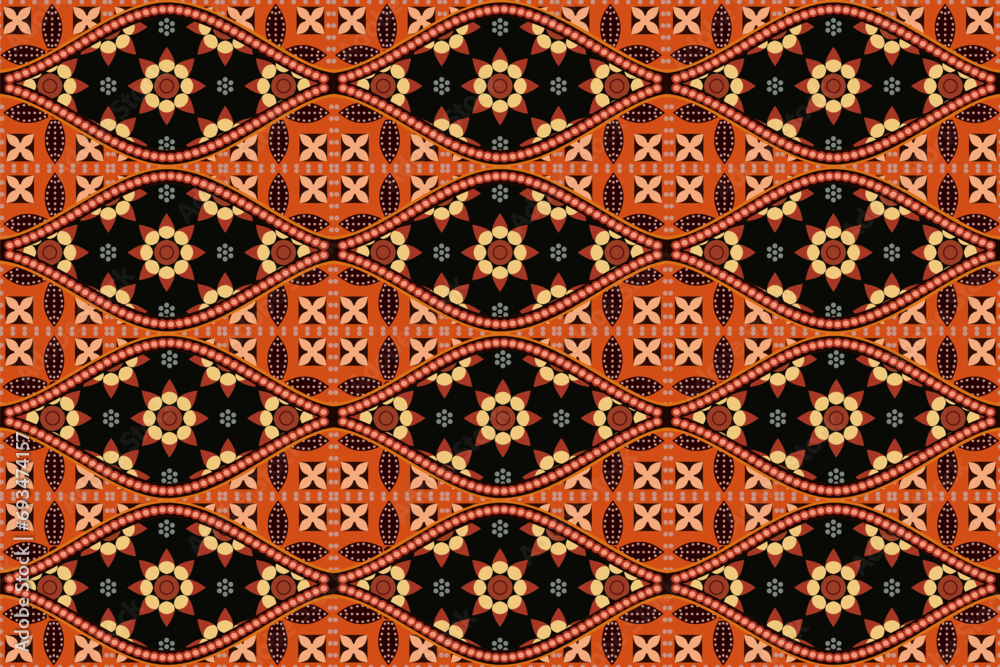 Digital seamless pattern block print batik vector illustration ...