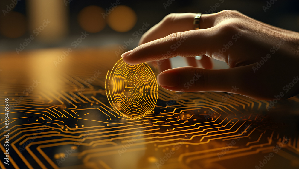 Digital fingerprint scanner, enhancing security, biometric identity ... Digital fingerprint scanner, enhancing security, biometric identity ...