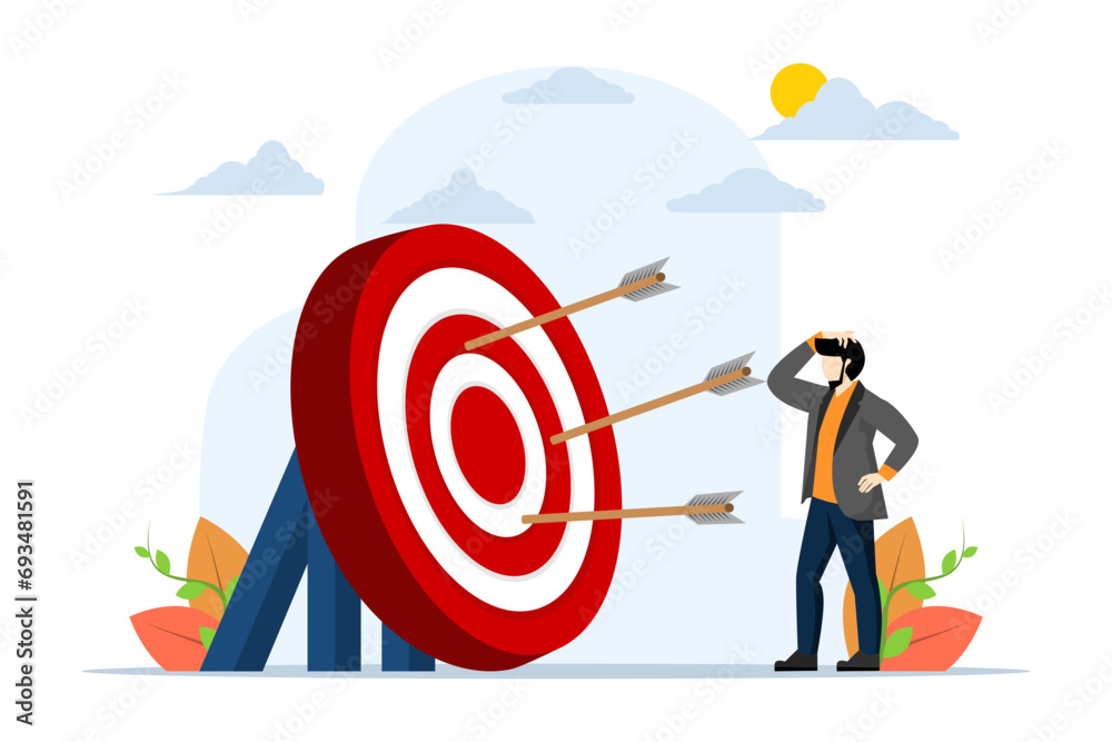 Concept of Failed to start a business. Missing the target, spinning ...