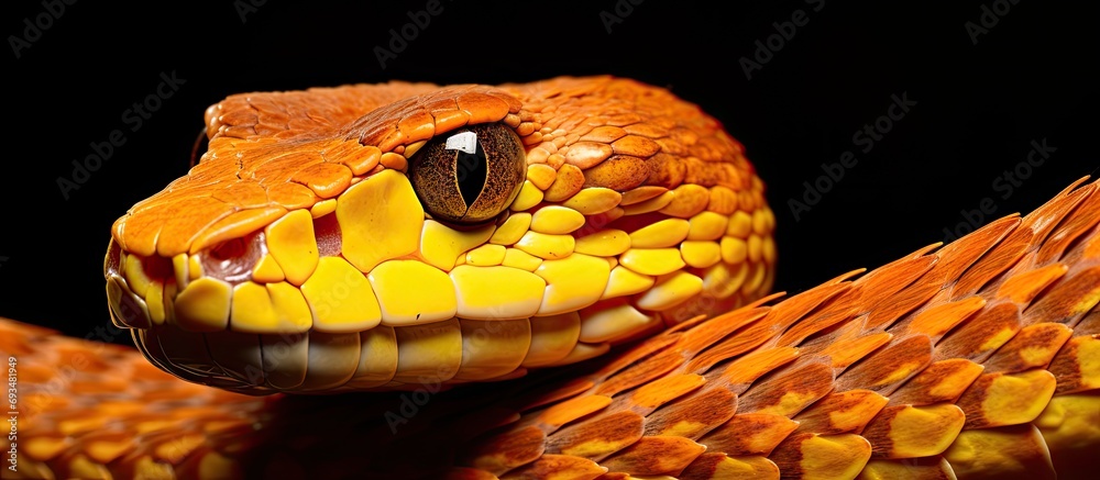 Golden lancehead snake, found only on Ilha da Queimada Grande, Brazil ...