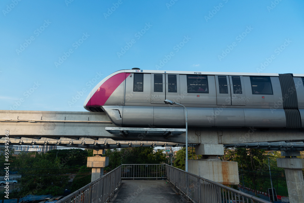 Nonthaburi, Thailand-November 21, 2023: Sky train of metropolitan rapid ...