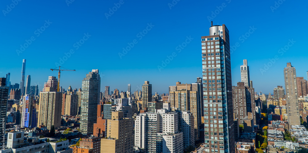 Aerial panorama view of the Upper East Side in New York City Stock ...