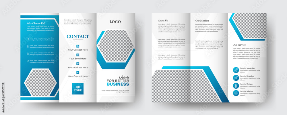 Formal trifold brochure template for business use. Vector design of ...