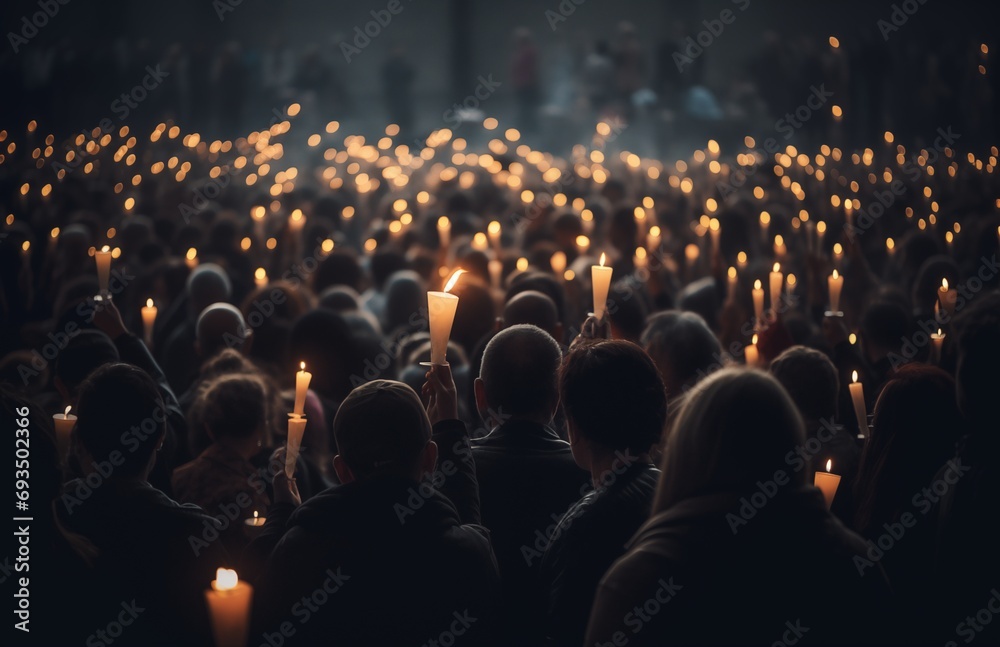 Candlemas. Light of the world. Christian Holiday. People holding ...