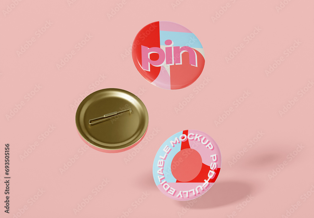 Floating Glossy Pin Mockups Stock Template | Adobe Stock