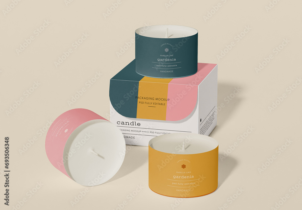 Candles and Box Mockup Stock Template | Adobe Stock
