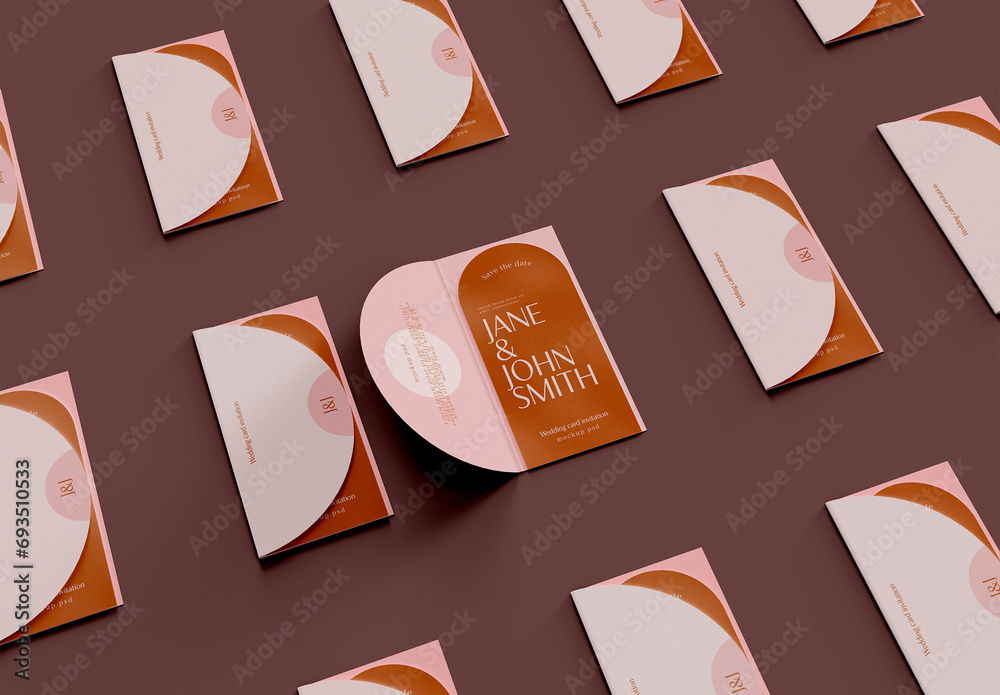 Mosaic of Oval Invitation Cards Mockup Stock Template | Adobe Stock